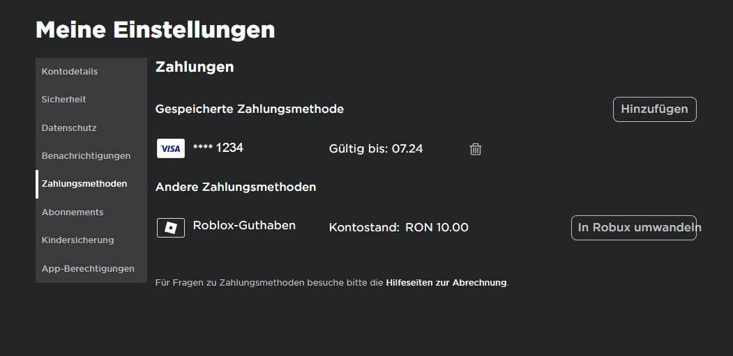 Hinzufügen und Aktualisieren von Zahlungsinformationen – Roblox ...