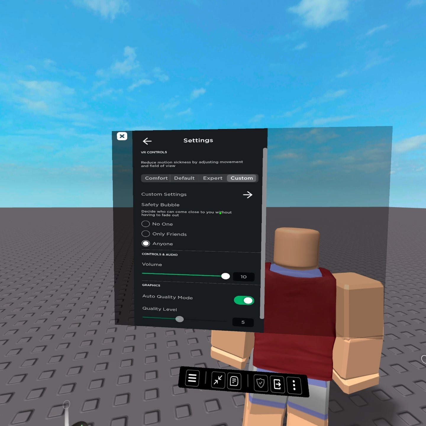 Menus et paramètres VR – Support Roblox